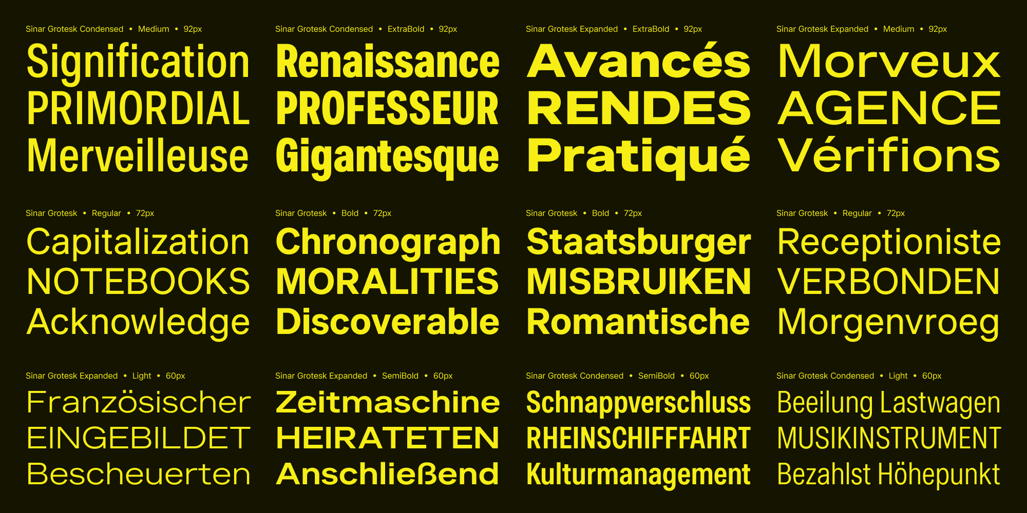 Sinar Grotesk Condensed Font Family & Specimen - Tokotype